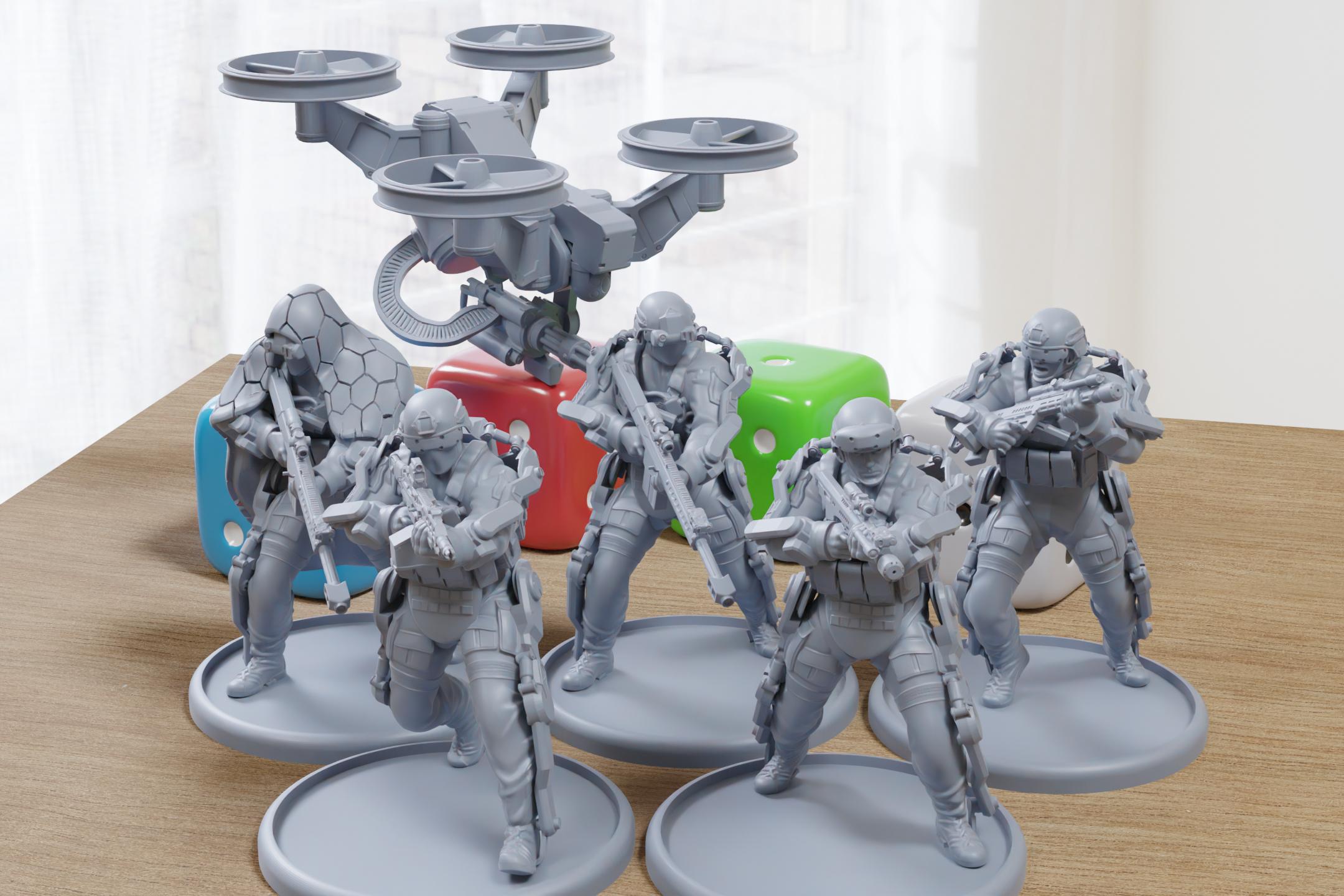 Advanced Exo Squad - 3D Printed - 28mm Scale - Miniature Wargaming Min