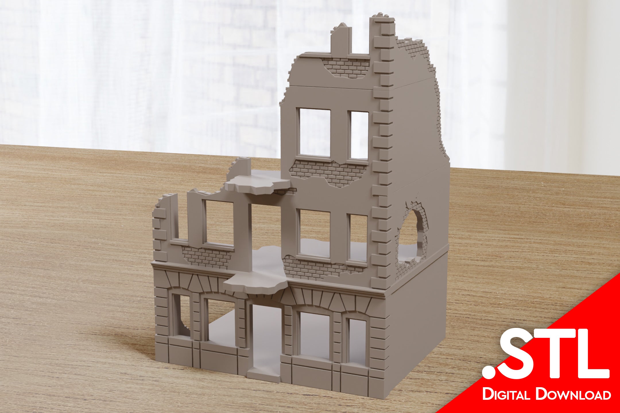 Stalingrad Residential Corner Ruin - WW2 Miniature Wargaming Terrain