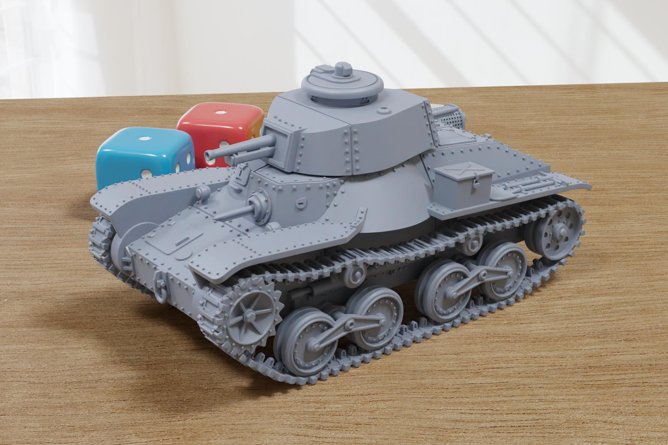 Type 4 Ke-Nu Light Tank - 3D Printed Miniature Wargaming Combat Vehicl