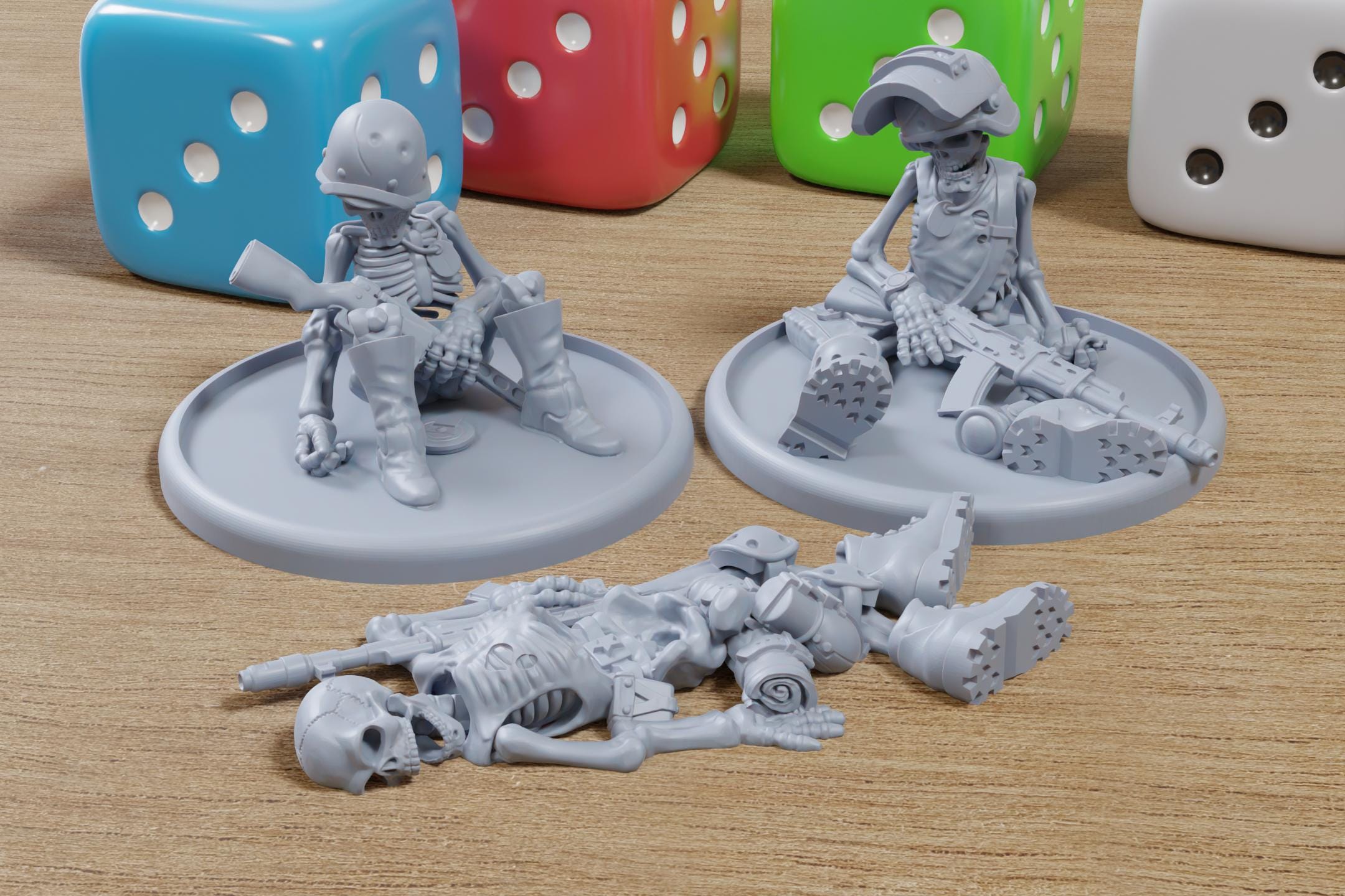 Stalker Skeletons - 3D Printed Minifigures - Post Apocalyptic Miniatur