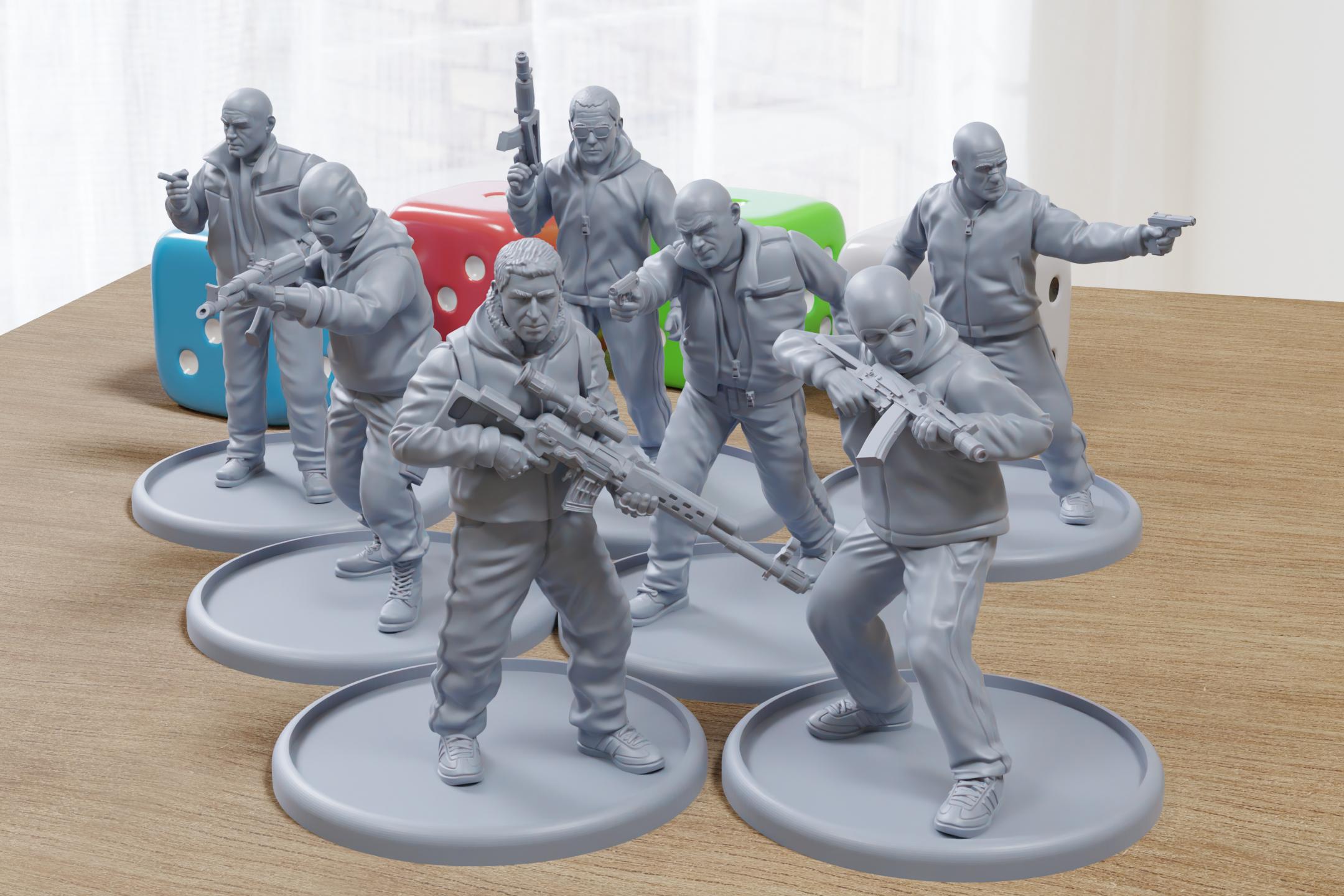 European Criminal Gang - 3D Printed Miniature Wargames Minifigures - 2