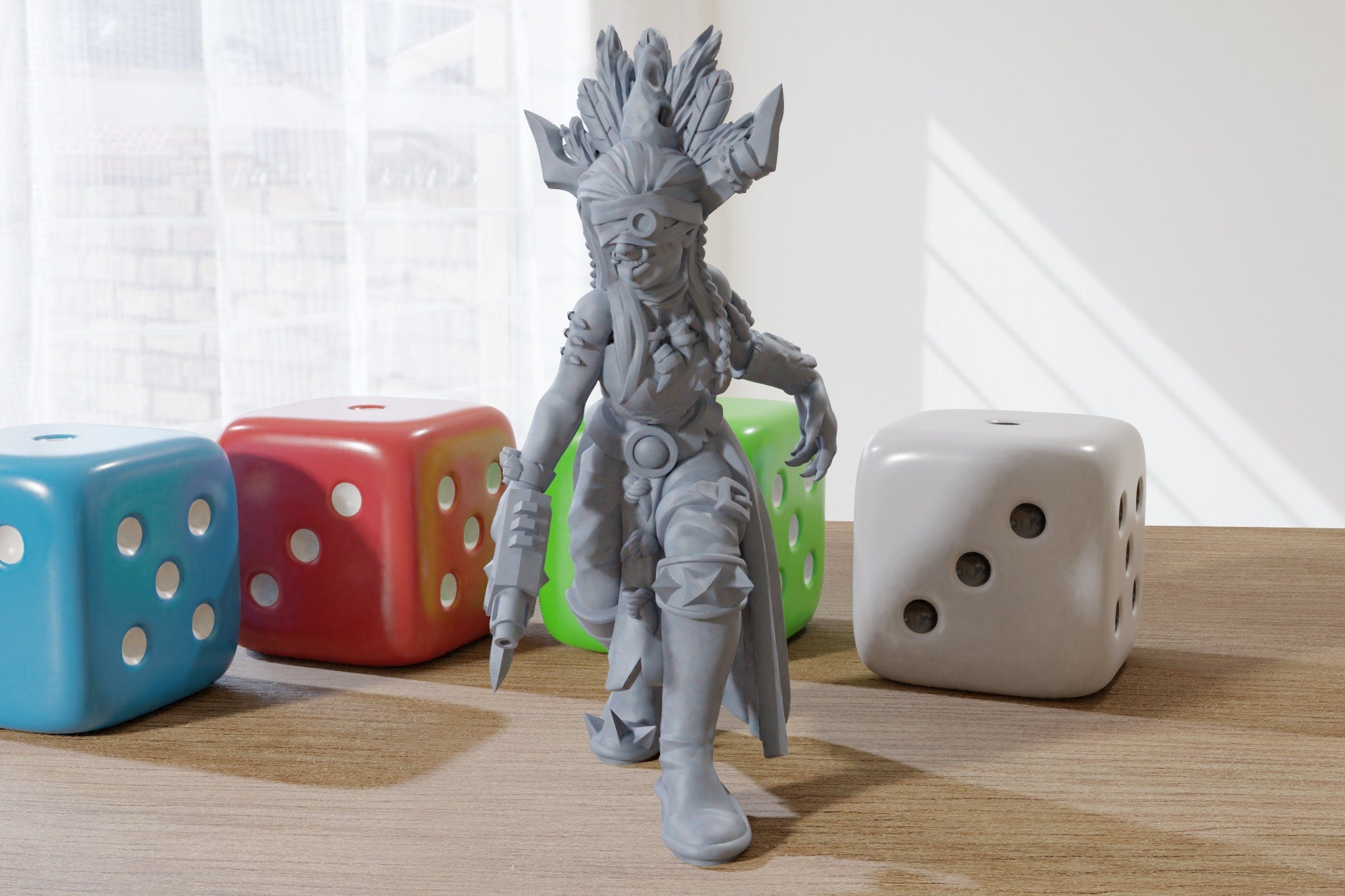 Crazy Punk Female - 3D Printed RPG Minifigure - Cyberpunk / Sci-Fi - 2