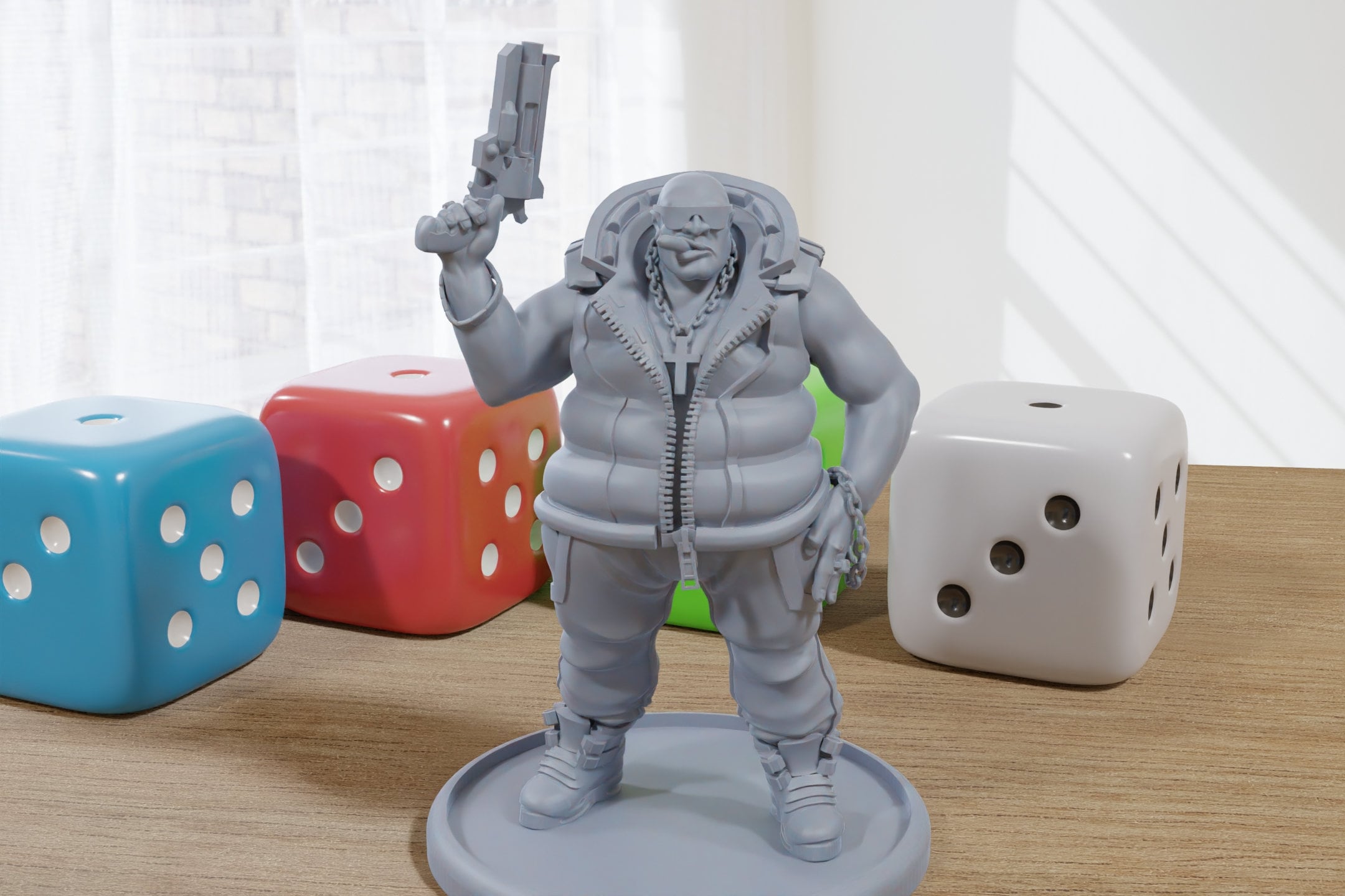 Cyber Gang Boss - 3D Printed Proxy Minifigures for Sci-fi / Cyberpunk