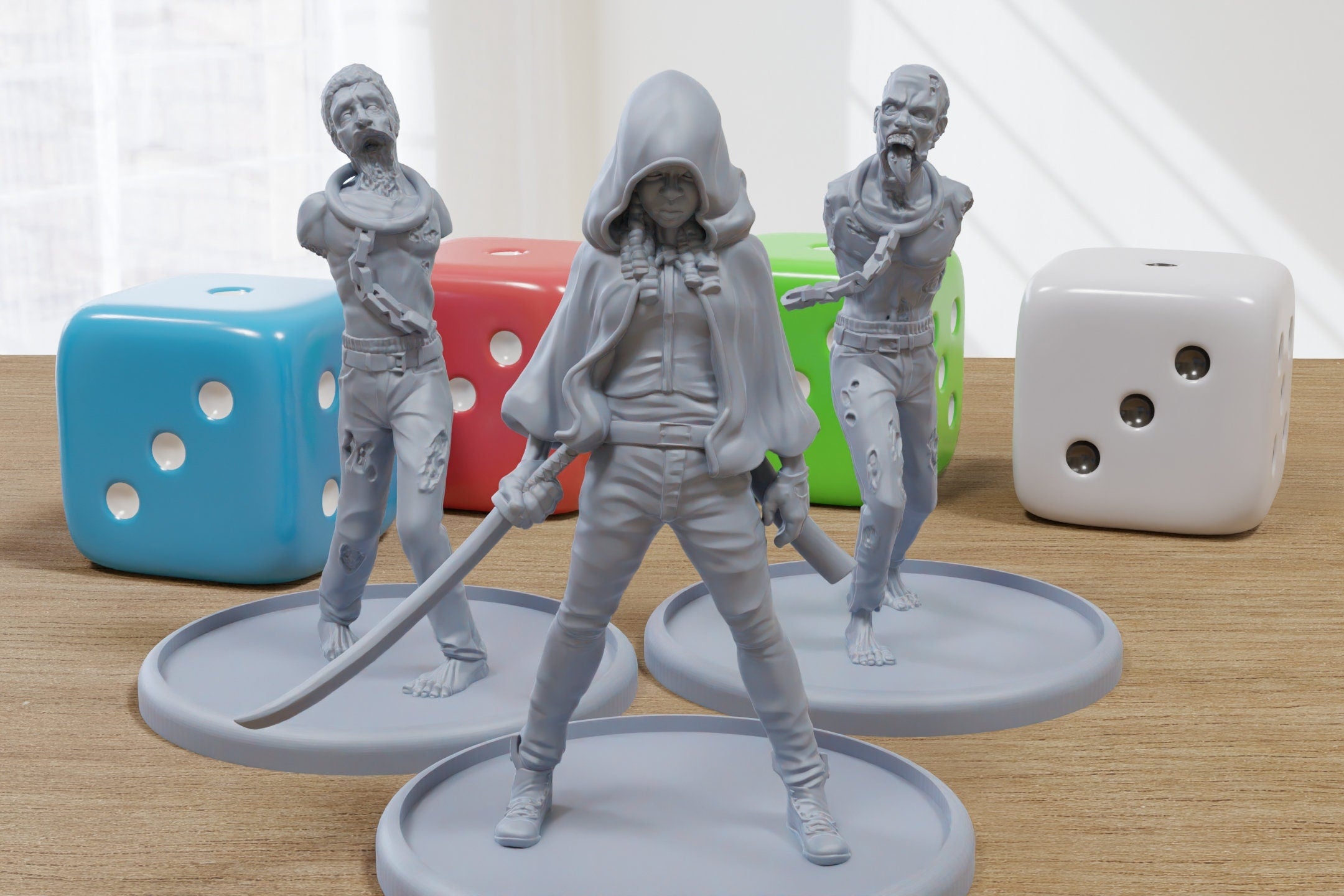 Michonne Hooded Zombies - 3D Printed Minifigure for Zombie Post Apocal