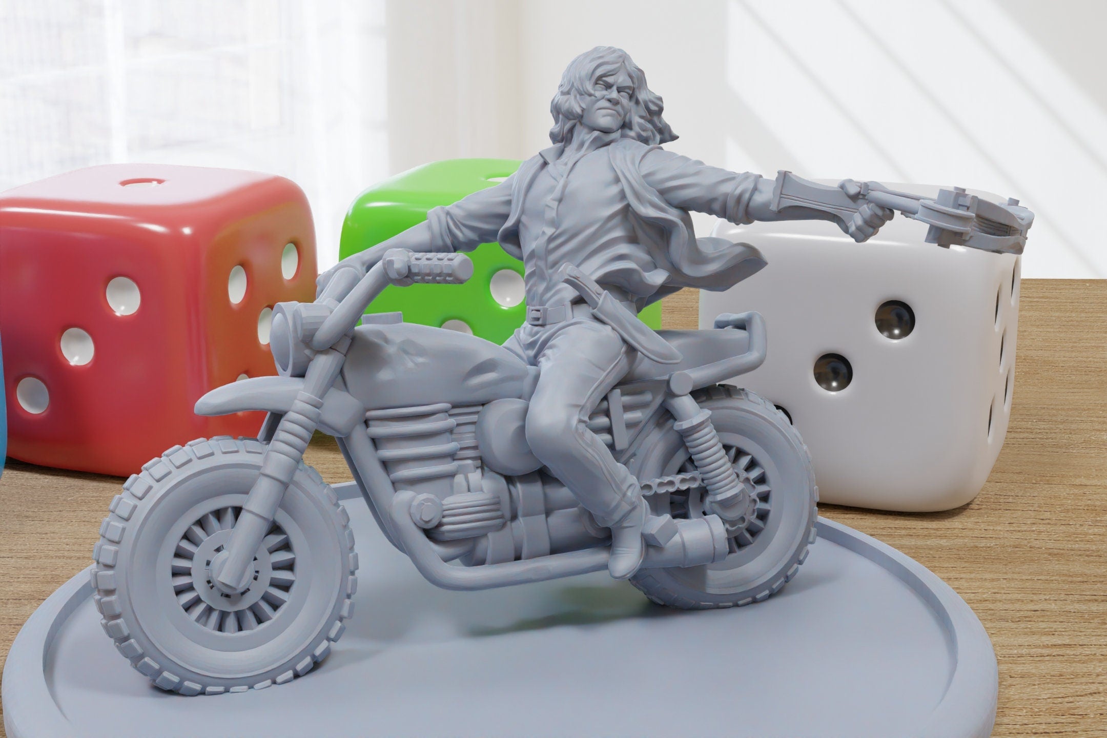 Daryl on Bike - 3D Printed Minifigure for Zombie Post Apocalyptic Mini